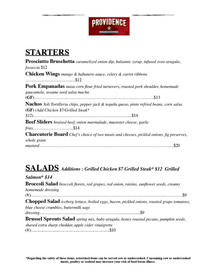 Providence New American Kitchen | Menus